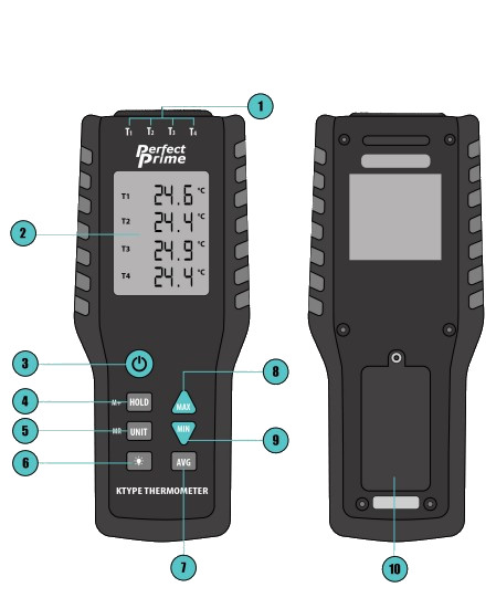 Buy PerfectPrime TC41FBA, K-Type Digital Thermometer Thermocouple ...