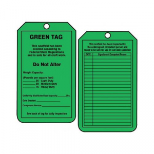 Buy Accuform TRS209CTM, Scaffold Status Safety Tag "Green Tag" - Mega Depot
