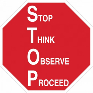Buy Brady 124549, 24" x 24" Polystyrene Stop Think Observe Proceed Sign ...