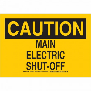 Buy Brady 126976, Caution Main Electric Shut-Off Sign - Mega Depot