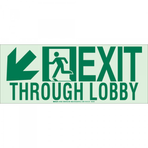 Buy Brady 81826, 7" x 18" Polyester Exit Through Lobby Sign, Green on ...