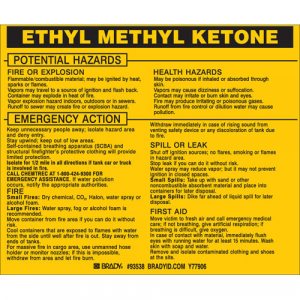 Buy Brady 93538, 3.75" x 4.5" Vinyl Ethyl Methyl Ketone Label - Mega Depot