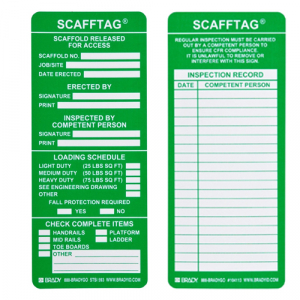 Buy Brady SCAF-STSI593, Scafftag Insert, Green on White - Mega Depot