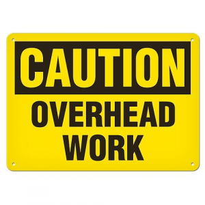 Buy GHS Safety SA2037P, Caution Sign "Overhead Work" 7" x 10" - Mega Depot
