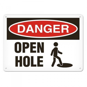 Buy GHS Safety SC1096AL, Sign Danger "Open Hole", 14" x 20" - Mega Depot