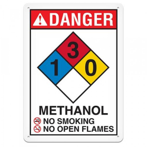 Buy GHS Safety SC4504P, Safety Sign Danger "Methanol", 14" x 20" - Mega ...