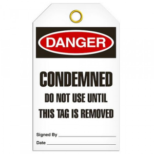 Buy GHS Safety TG1033RP, Tag "Danger - Condemned Do Not Use Until this ...