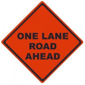 Buy NMC RUNR3617, Traffic Sign "One Lane Road Ahead", 36" x 36" - Mega ...