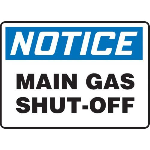 Buy Accuform MCHL820XT10, OSHA Notice Safety Sign "Main Gas Shut - Off ...