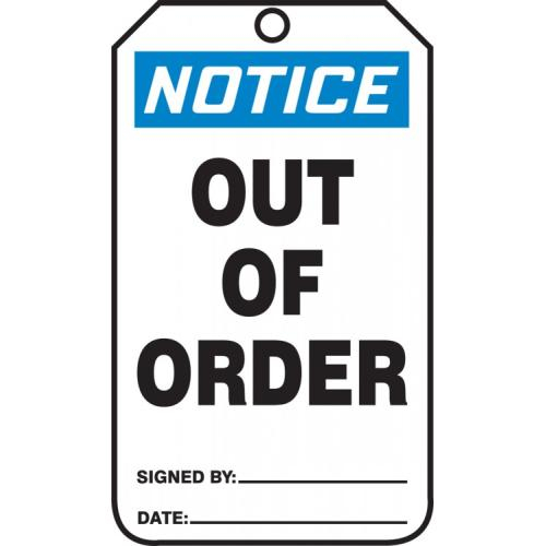 Buy Accuform MDT805CTM, PF-Cardstock Safety Tag "Notice Out Order ...