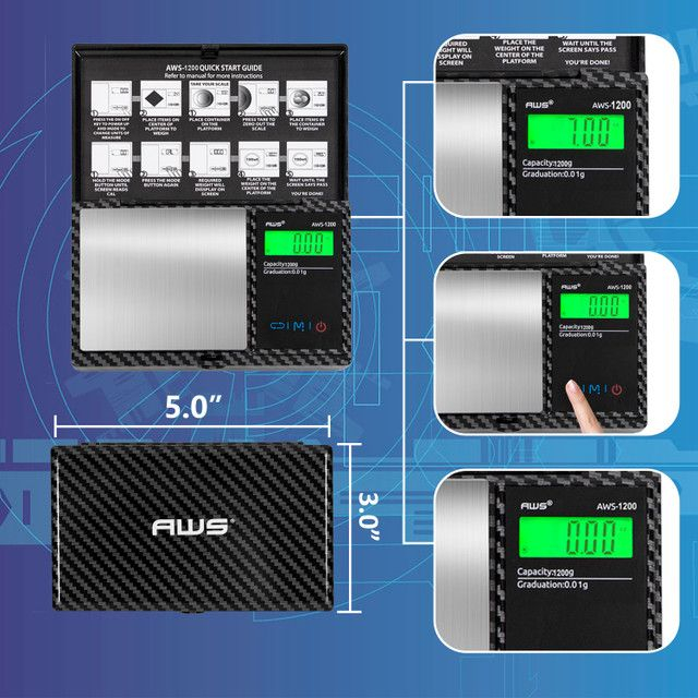 Buy American Weigh Scales AWS-1200-CF-RED, Carbon Fiber Scale - Mega Depot