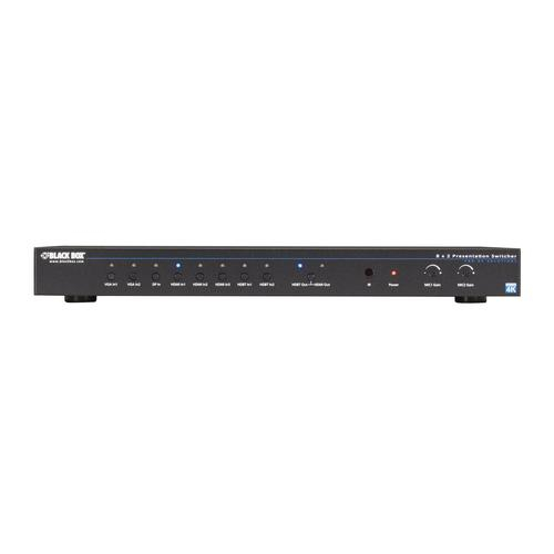 Buy BlackBox AVSC-0802H, Presentation Switcher, 4K, HDMI, DisplayPort, VGA - Mega Depot
