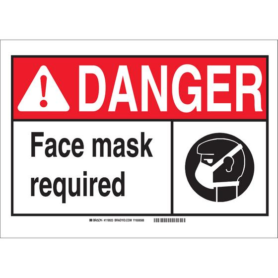 Buy Brady 119925, Polystyrene Danger Face Mask Required Sign - Mega Depot