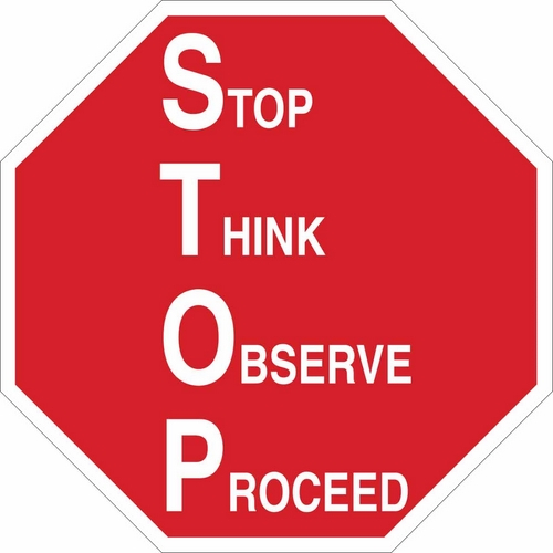 Buy Brady 124549, 24" x 24" Polystyrene Stop Think Observe Proceed Sign ...