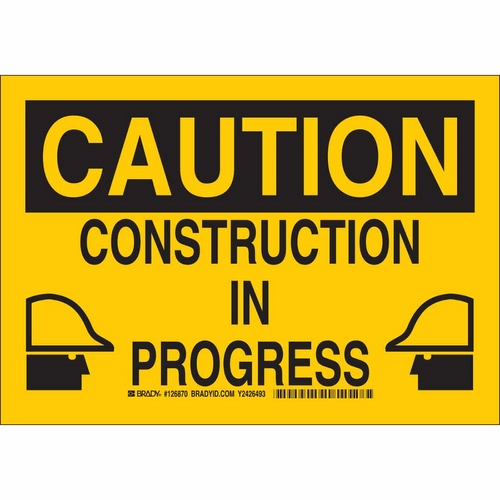 Buy Brady 126874, Caution Construction In Progress Sign - Mega Depot