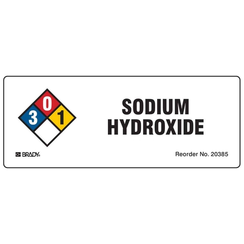 Buy Brady 20385LS, "Sodium Hydroxide" Squeeze Bottle Label - Mega Depot