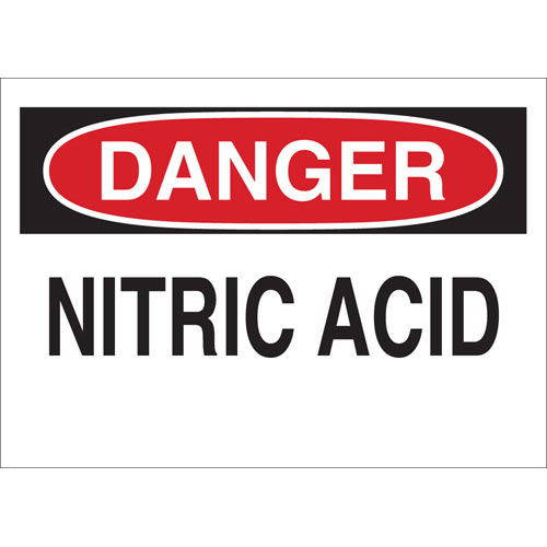 Buy Brady 72537, Danger Nitric Acid Sign, Black/Red on White - Mega Depot