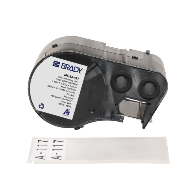 Buy Brady M5-33-427, Vinyl Wrap Around Labels Ribbon 4" x 1.5" White ...