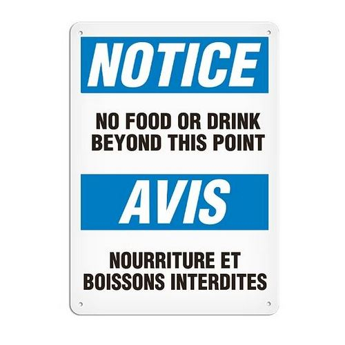 Buy GHS Safety SA6026A, Notice Sign "No Food Beyond" 7" x 10" Aluminum ...
