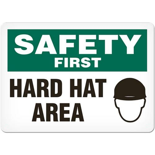 Buy GHS Safety SS5010V, Sign Safety First "Hard Hat Area", 10" x 14 ...