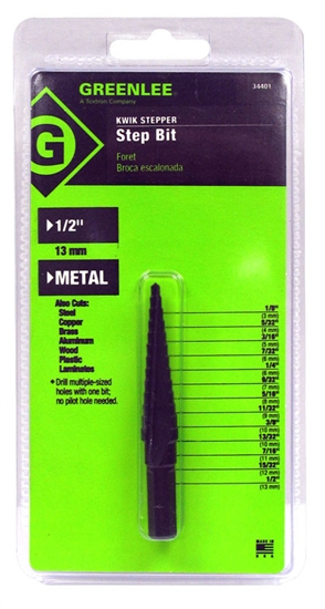 Buy Greenlee 34401, Kwik Stepper 1/2" Multi-Hole Step Bit - Mega Depot