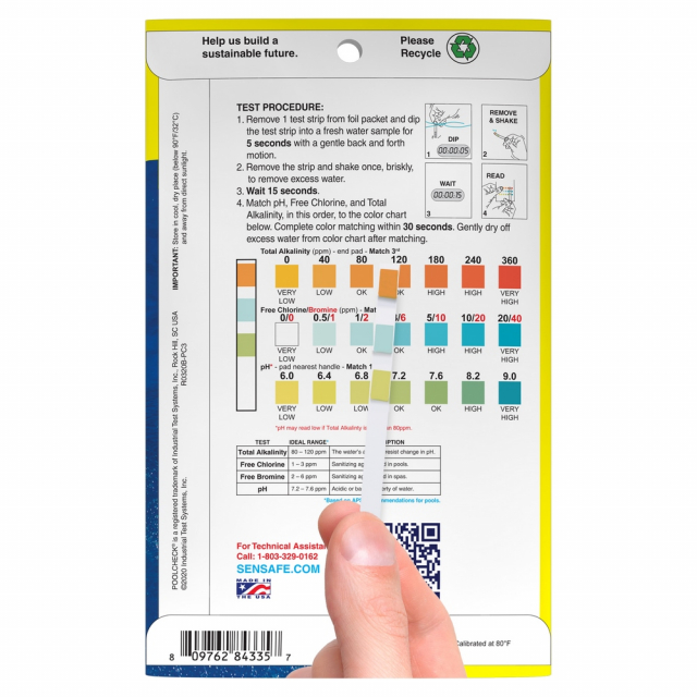 Buy Industrial Test Systems 484335, Pool Check 3in1 Test Strips Pocket ...