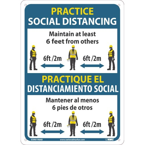 Buy NMC ESM619AB, "Practice Social Distancing", Maintain 6 Feet, Sign ...