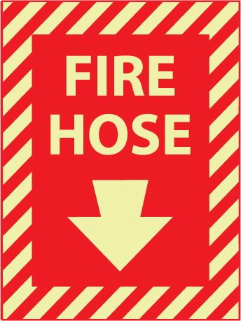 Buy NMC GL18R, 12" x 9" Fire Hose Arrow Sign, Glow Rigid - Mega Depot