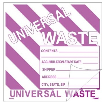 Buy NMC HW31SL5, "Universal Waste" Vinyl Labels - Mega Depot