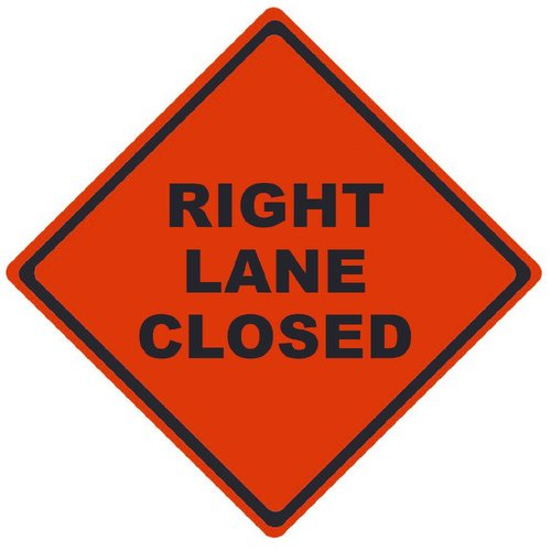 Buy NMC RUR3618, Traffic Sign "Right Lane Closed", 36" x 36" - Mega Depot