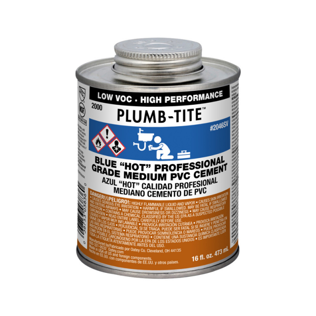 Buy Oatey 2046SV, 2000 Series PVC Medium Body Hot Blue Cement, 16 oz ...