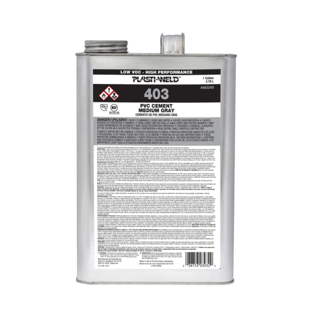Buy Oatey 40324V, Gray Medium Body PVC Cement Gal Plastiweld Rule, 128 ...