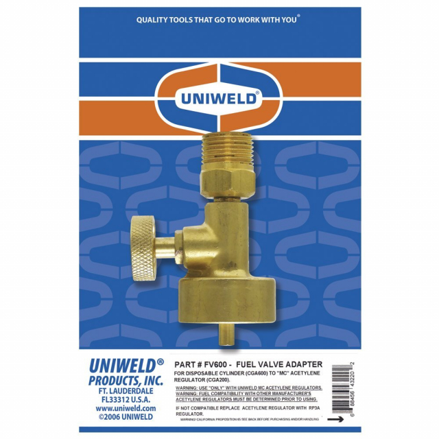 Buy Uniweld FV600, Disposable Cylinder to Fuel Valve Adapter - Mega Depot